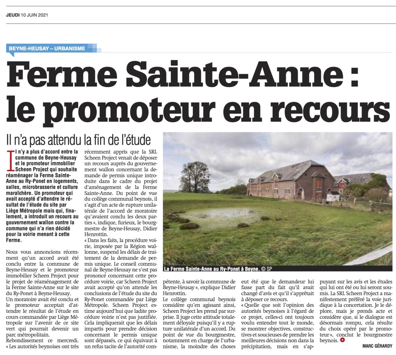 Ferme Sainte-Anne : le promoteur en recours. La Meuse, Marc Gérardy ...